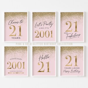 Pink and Gold 21st Birthday Party Decorations Women Hello 21 - Etsy