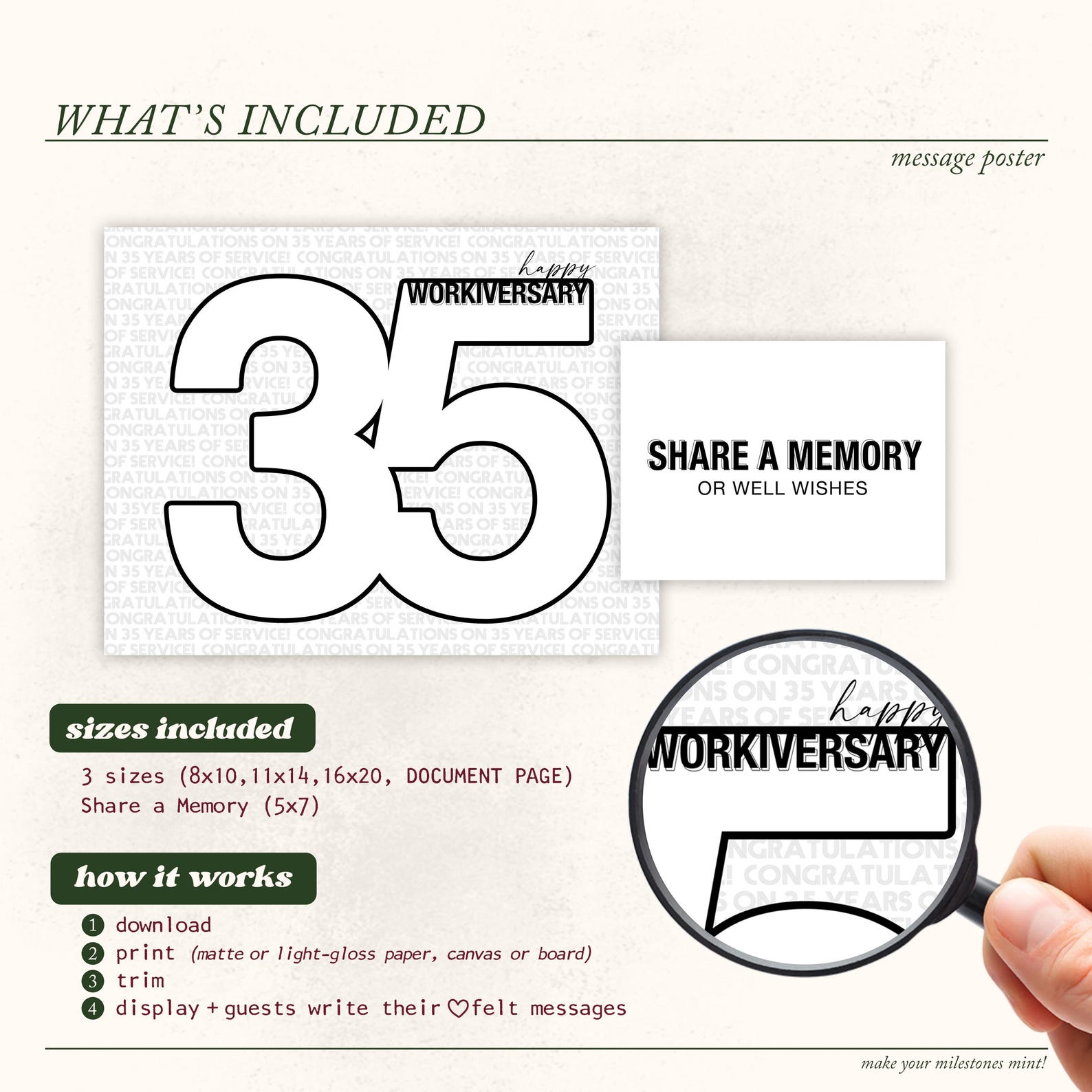 35th Work Anniversary Card Alternative | 35 Years Service | Happy ...