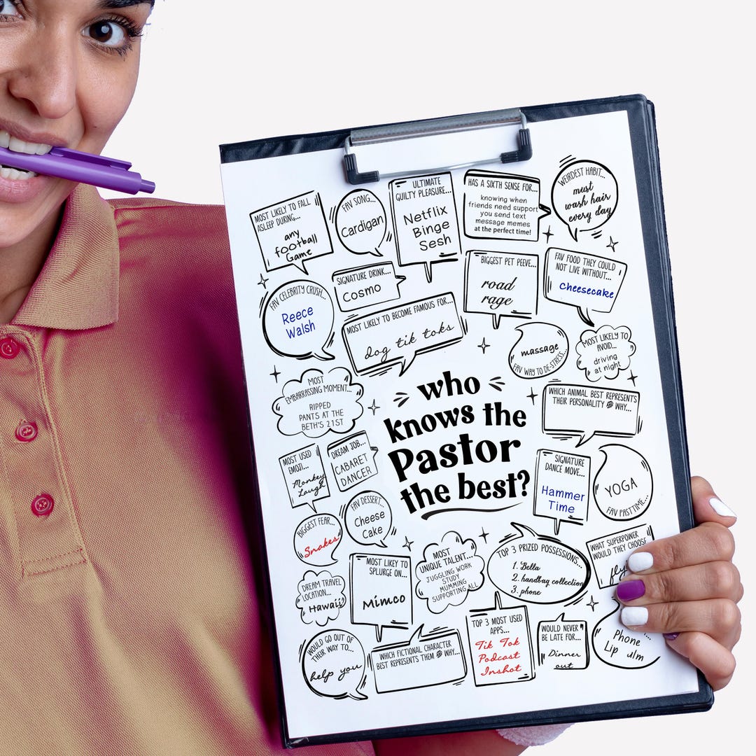 Pastor Appreciation Gift: Funny Trivia Quiz - Printable Church Activity ...