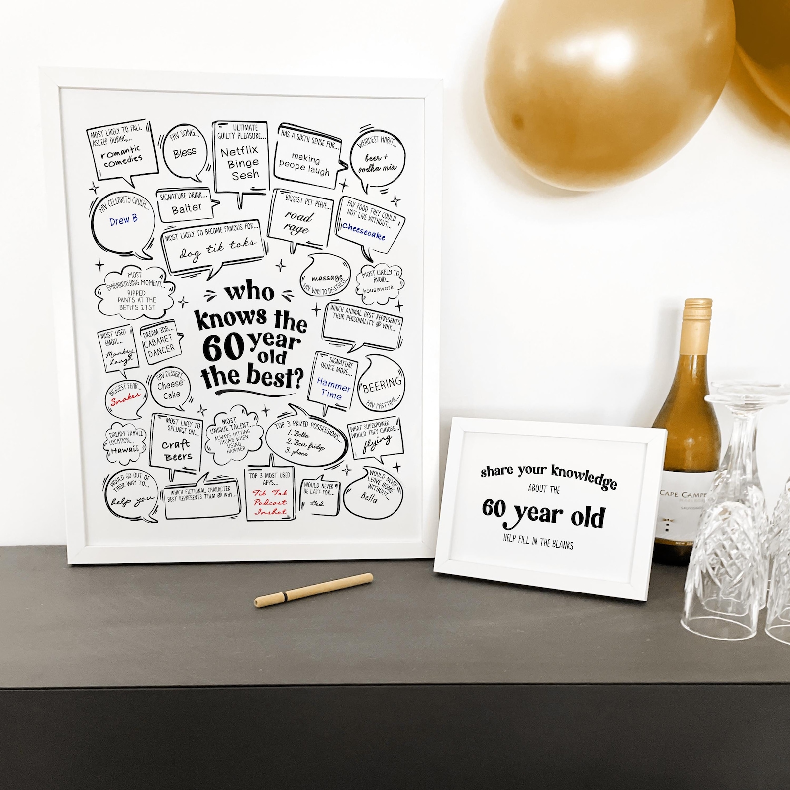 Fun 60th Birthday Party Game Trivia | Who Knows the 60 Year Old Best ...
