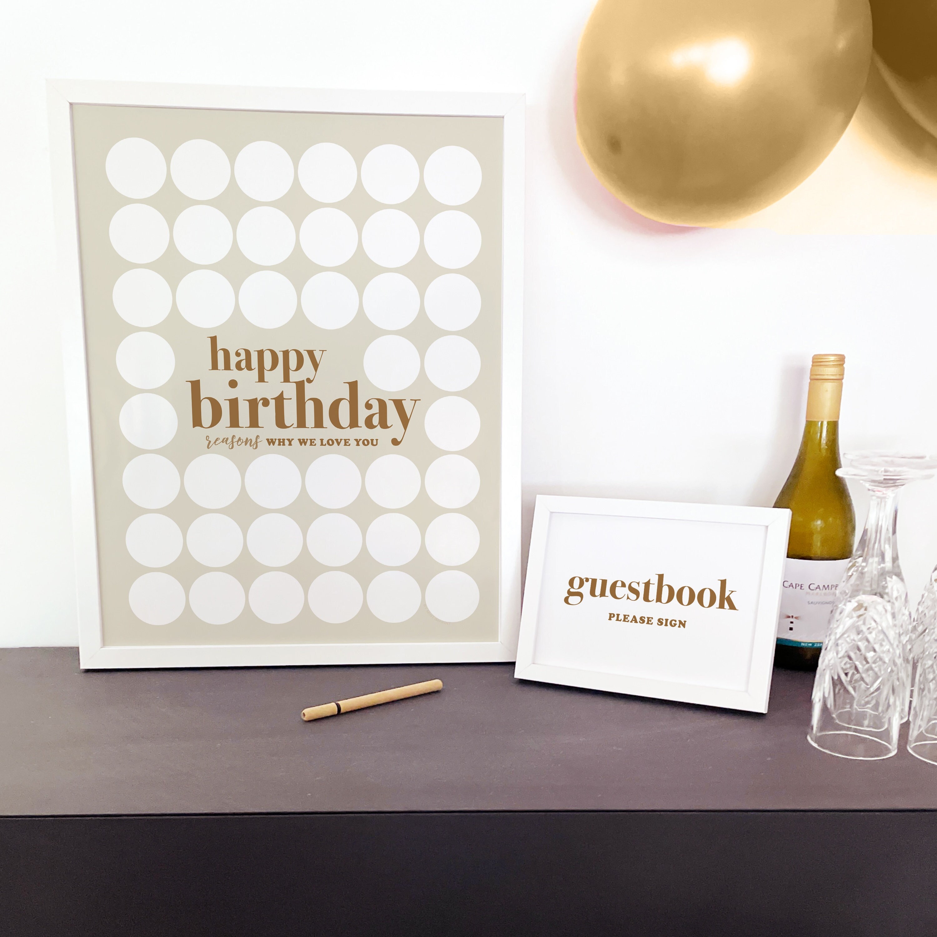 Beige Birthday Guest Sign in Poster: Sentimental Keepsake (digital ...