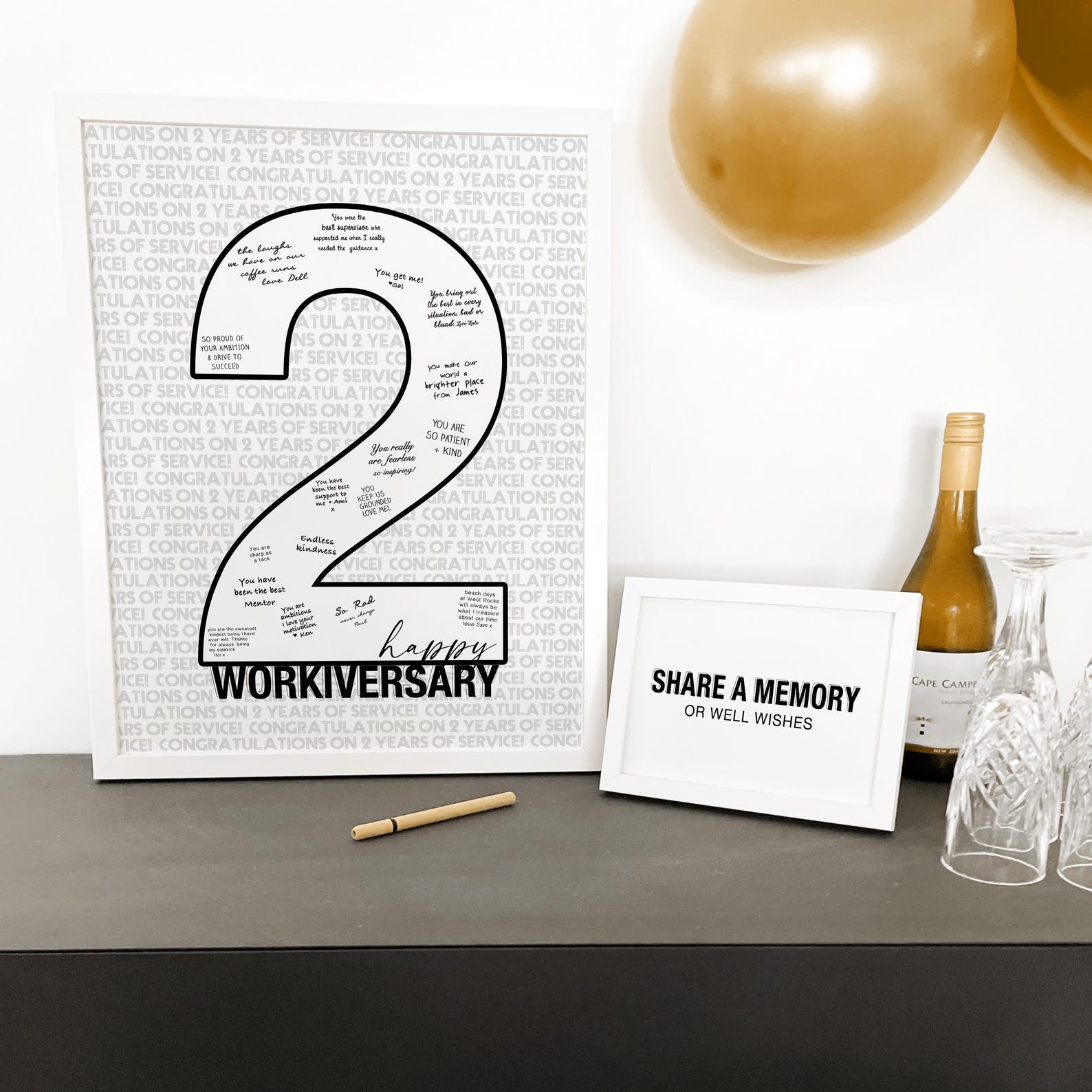 2nd Work Anniversary Card Alternative | 2 Years Service | Happy ...