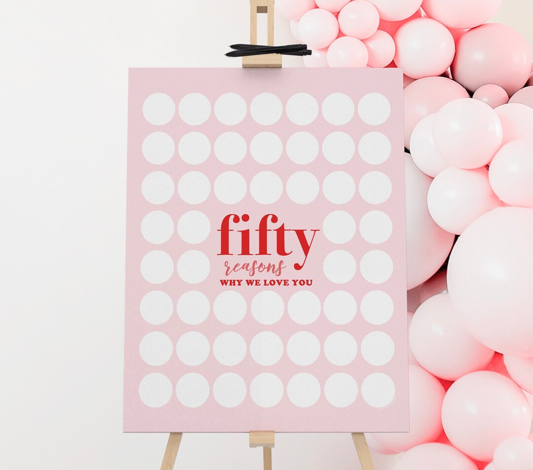 50th Birthday Gift for Her, Printable Poster Write in Circles 50 ...