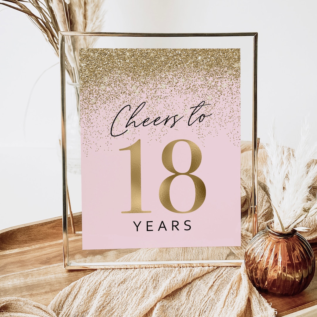 18th Birthday Party Decorations Women Pink and Gold, Hello 18 Cheers ...