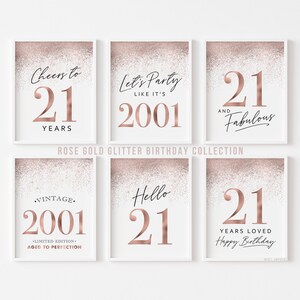 21 Years Signature Board Printable Sign Happy 21st Birthday Rose Gold ...