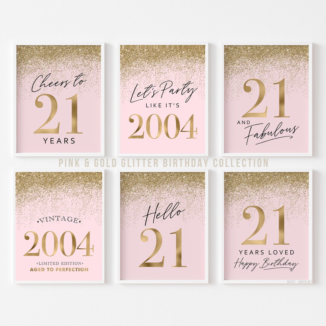 Pink and Gold 21st Birthday Party Decorations Women, Hello 21 Cheers ...