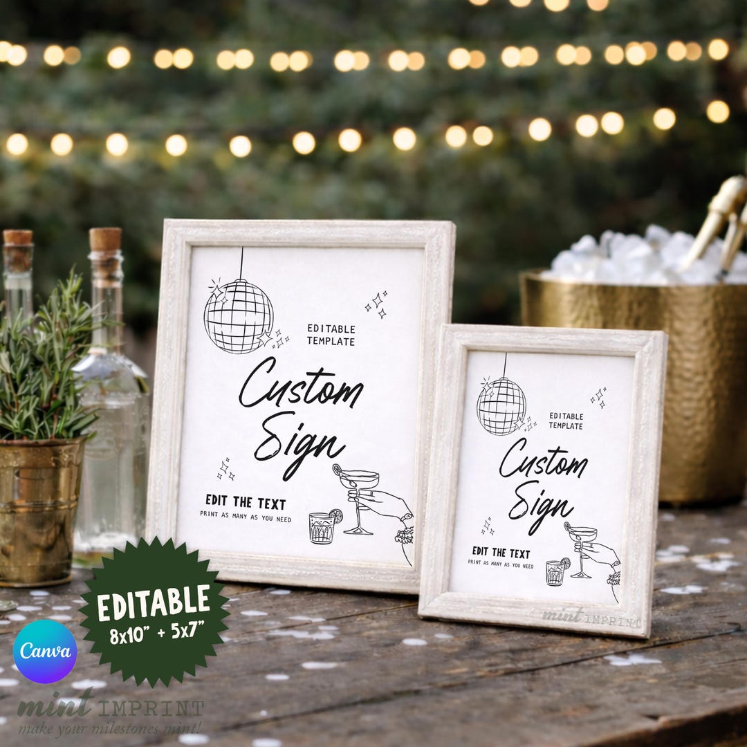 Editable Custom Table Sign Template, Modern Whimsical Disco Party ...