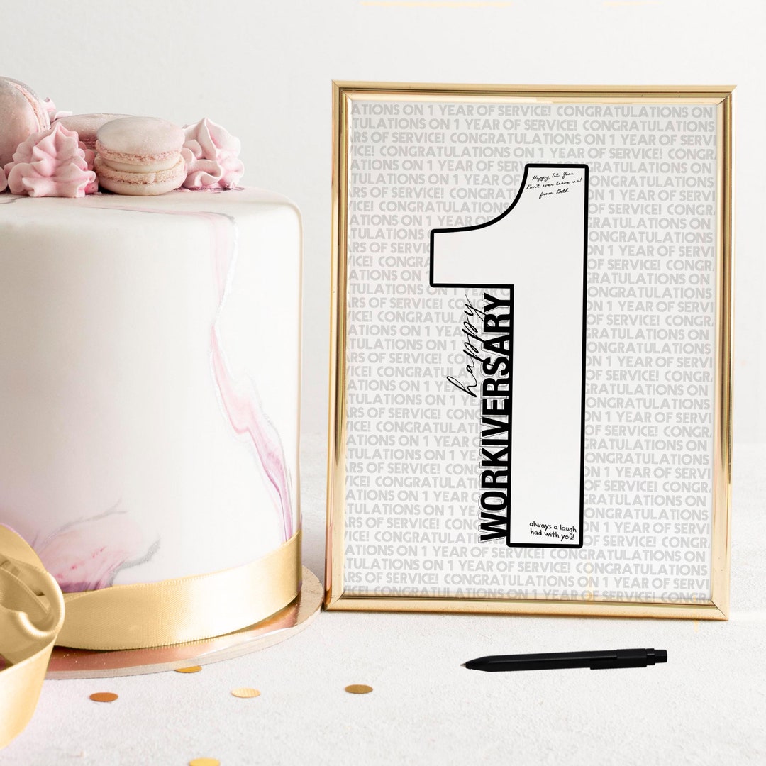 1st Work Anniversary Card Alternative for Employee Colleague Boss ...