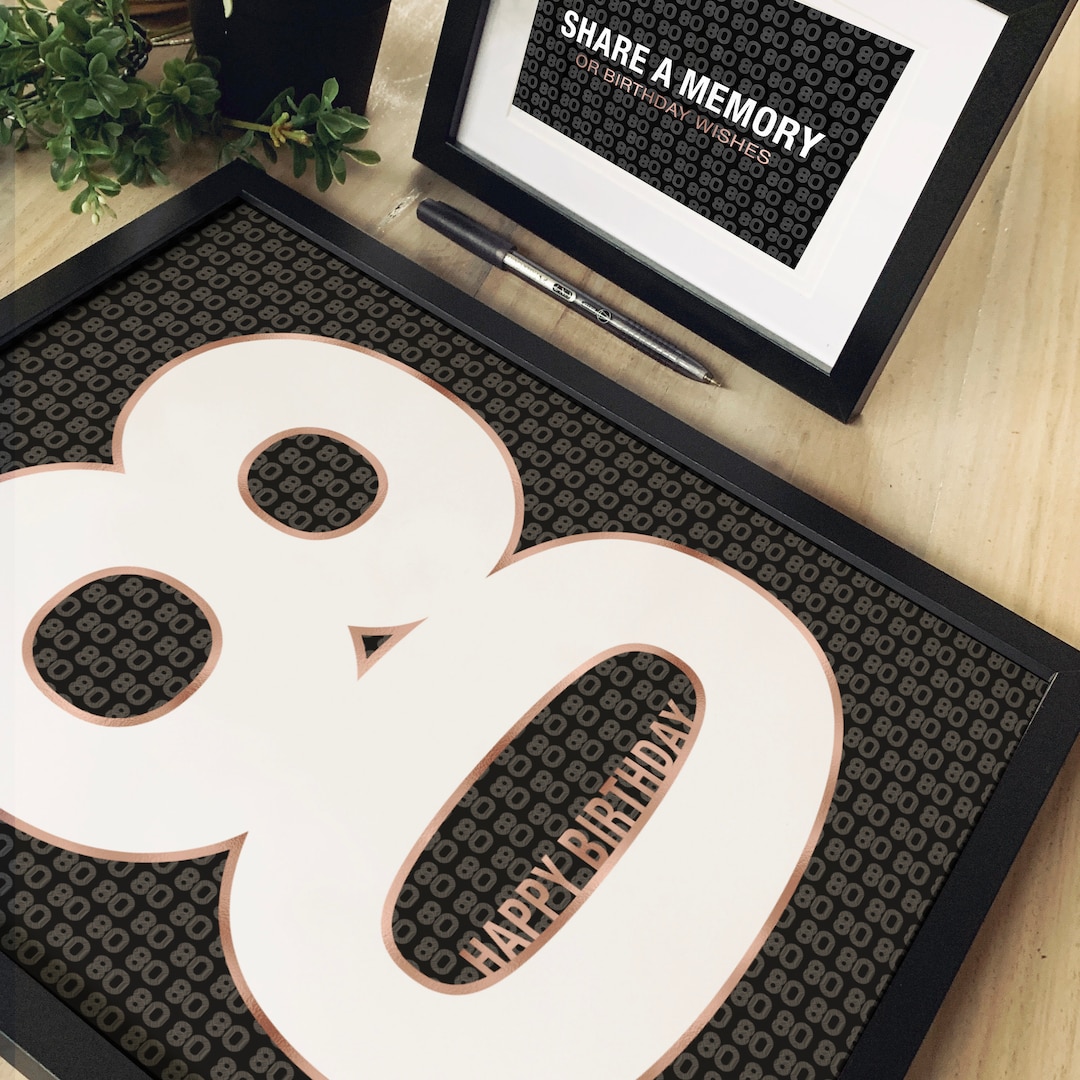 80th Birthday Signatures Number 80 Shape Share A Memory Poster ...
