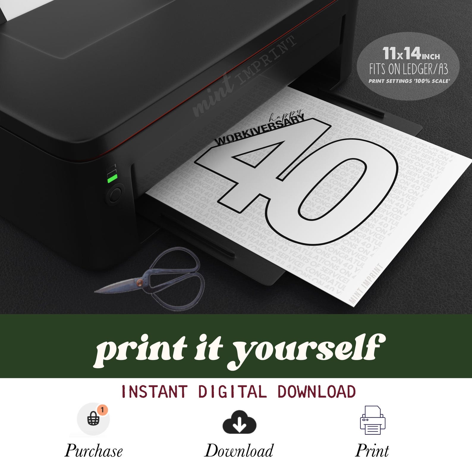 40th Work Anniversary Card Alternative | Employee Co-worker Boss ...