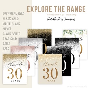 40th Printable Decorations Black Rose Gold, 40 Birthday Signs for Women ...