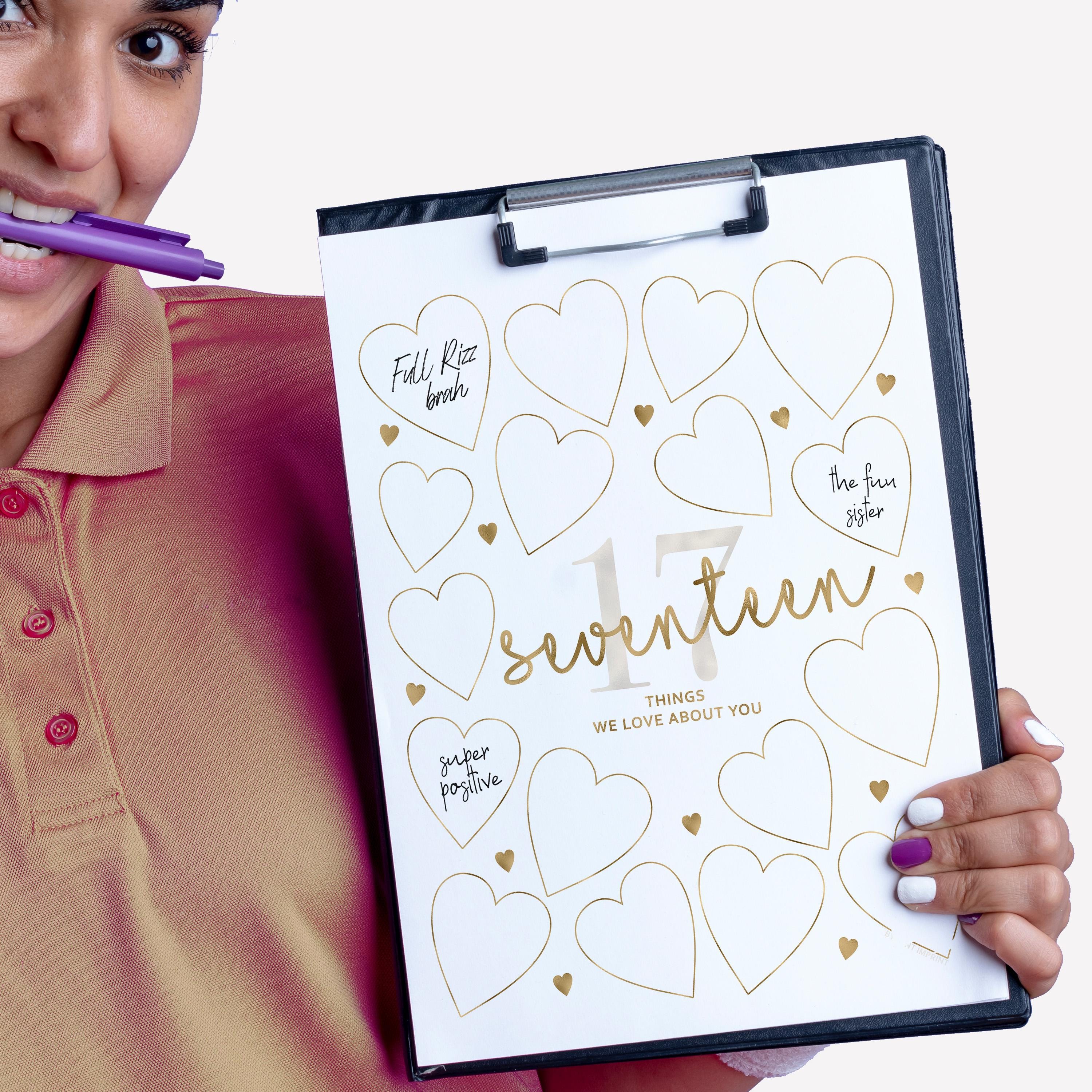 17 Things We Love About You Gold Party Decor, Printable Sign 17th ...