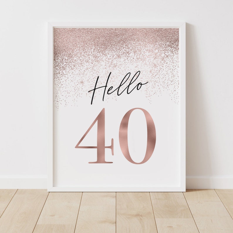 Rose Gold Decorations 40th Birthday Printable 40 Birthday - Etsy