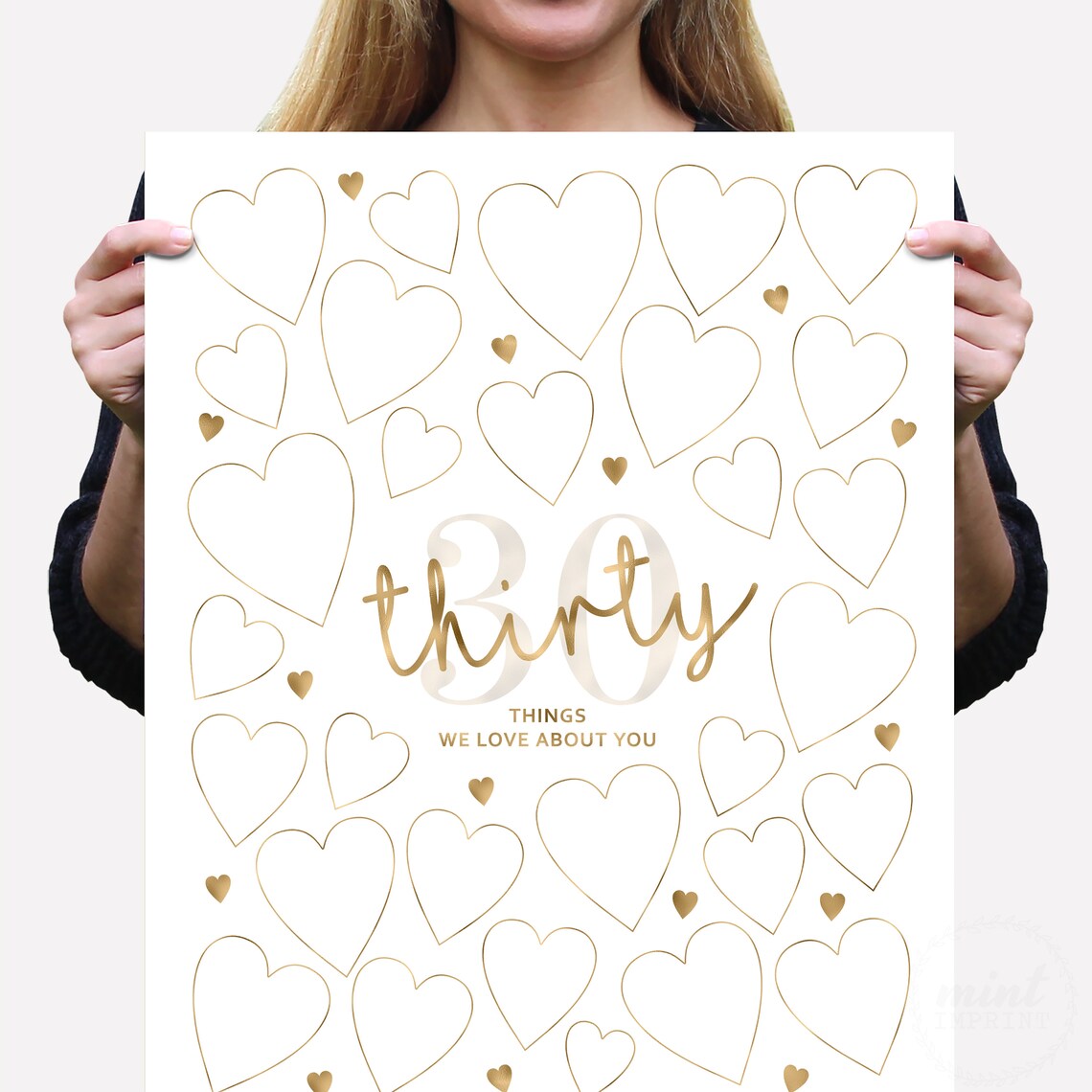 Gold 30 Things We Love About You Printable 30th Birthday Sign for Women ...