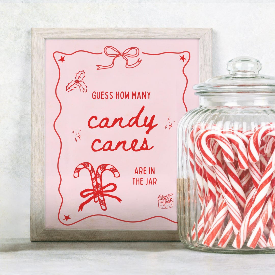 Guess How Many Candy Canes Game: Christmas Party Printable Sign ...