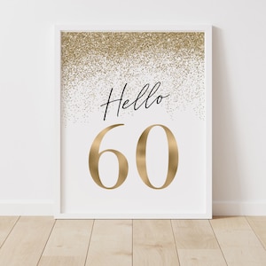 Gold 60th Birthday Party Decorations: Printable Signs Set (digital ...