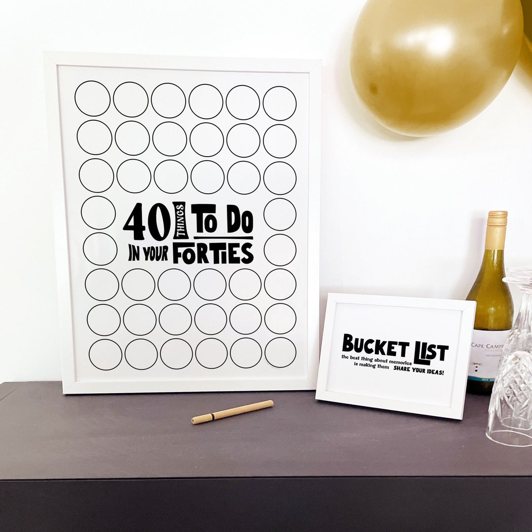 40th Birthday Bucket List Birthday Sign in for Guests to Write In ...