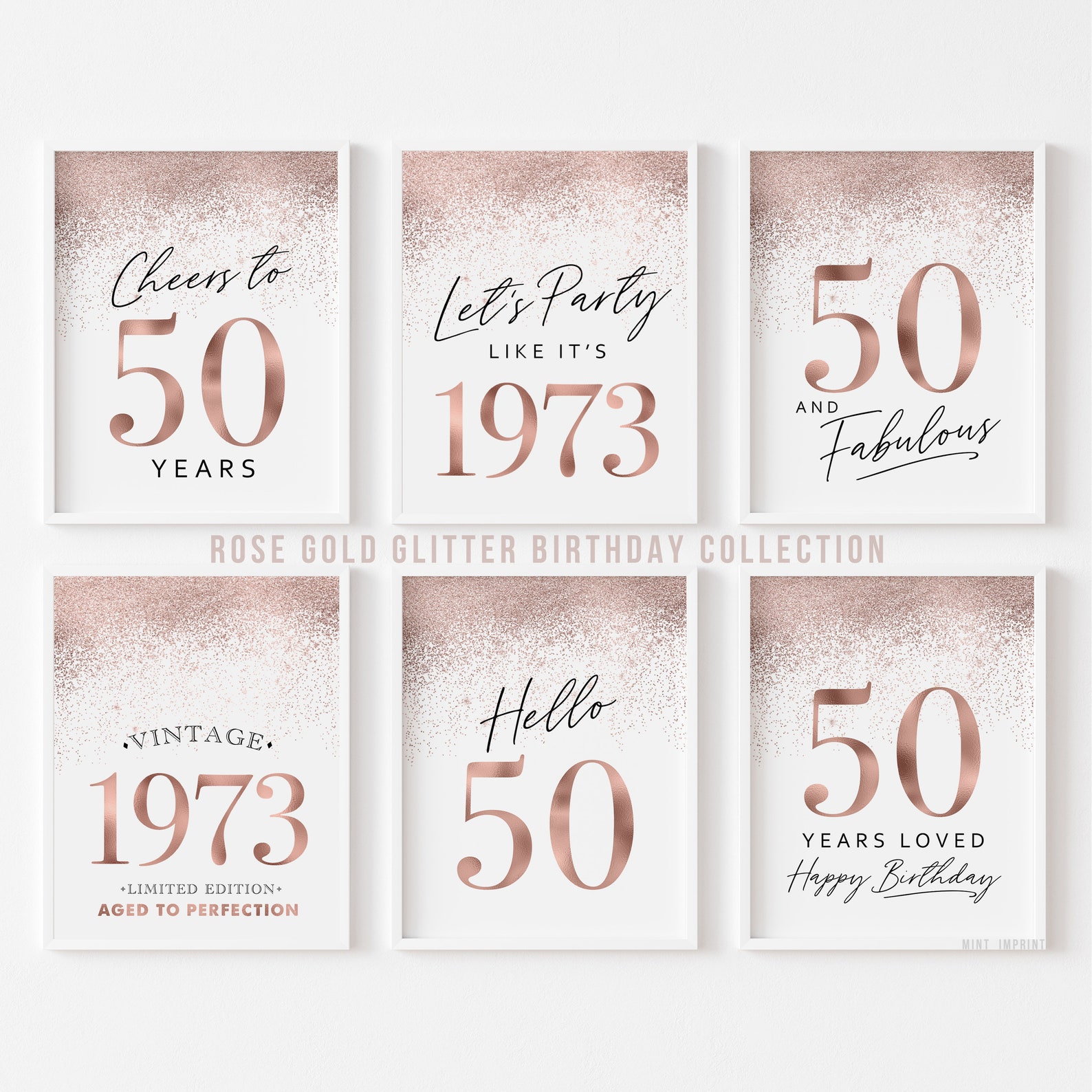 Rose Gold 50th Birthday Party Decorations Printable 50 - Etsy