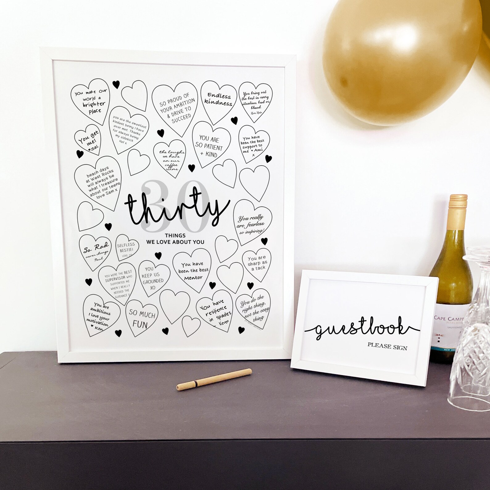 Thirty Things We Love About You Printable Sign in Board 30th Birthday ...