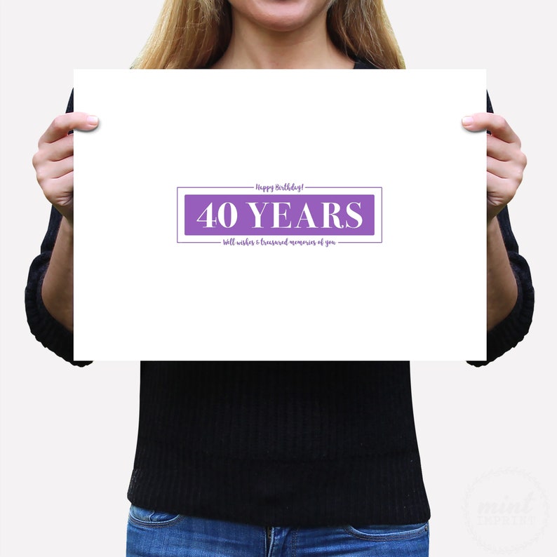 40 Years Signature Board | Happy 40th Birthday Purple Decoration Women ...