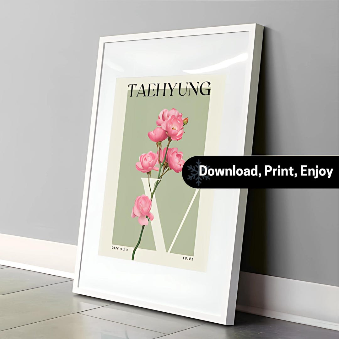 BTS Wall Art Download, BTS V Wall Print, Taehyung Printable Decor, Pink ...
