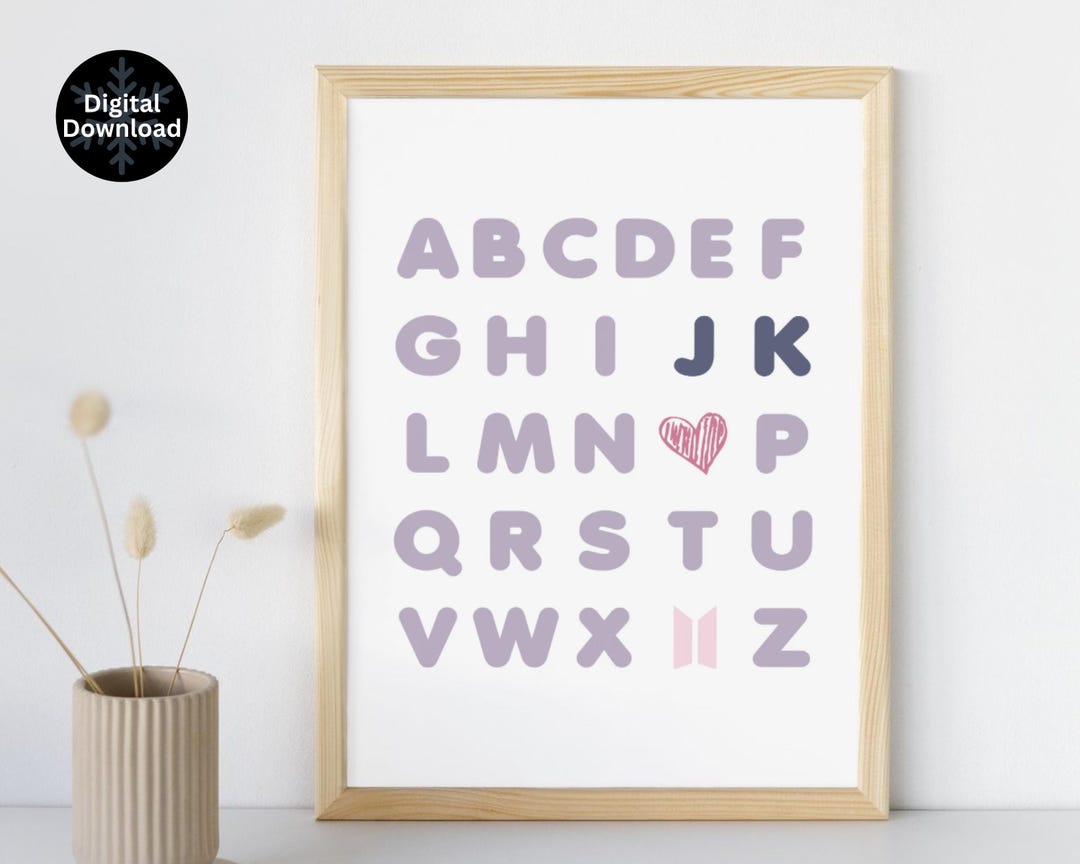 Jungkook Poster : BTS Room Decor, JK Love in Alphabet, Digital Prints ...