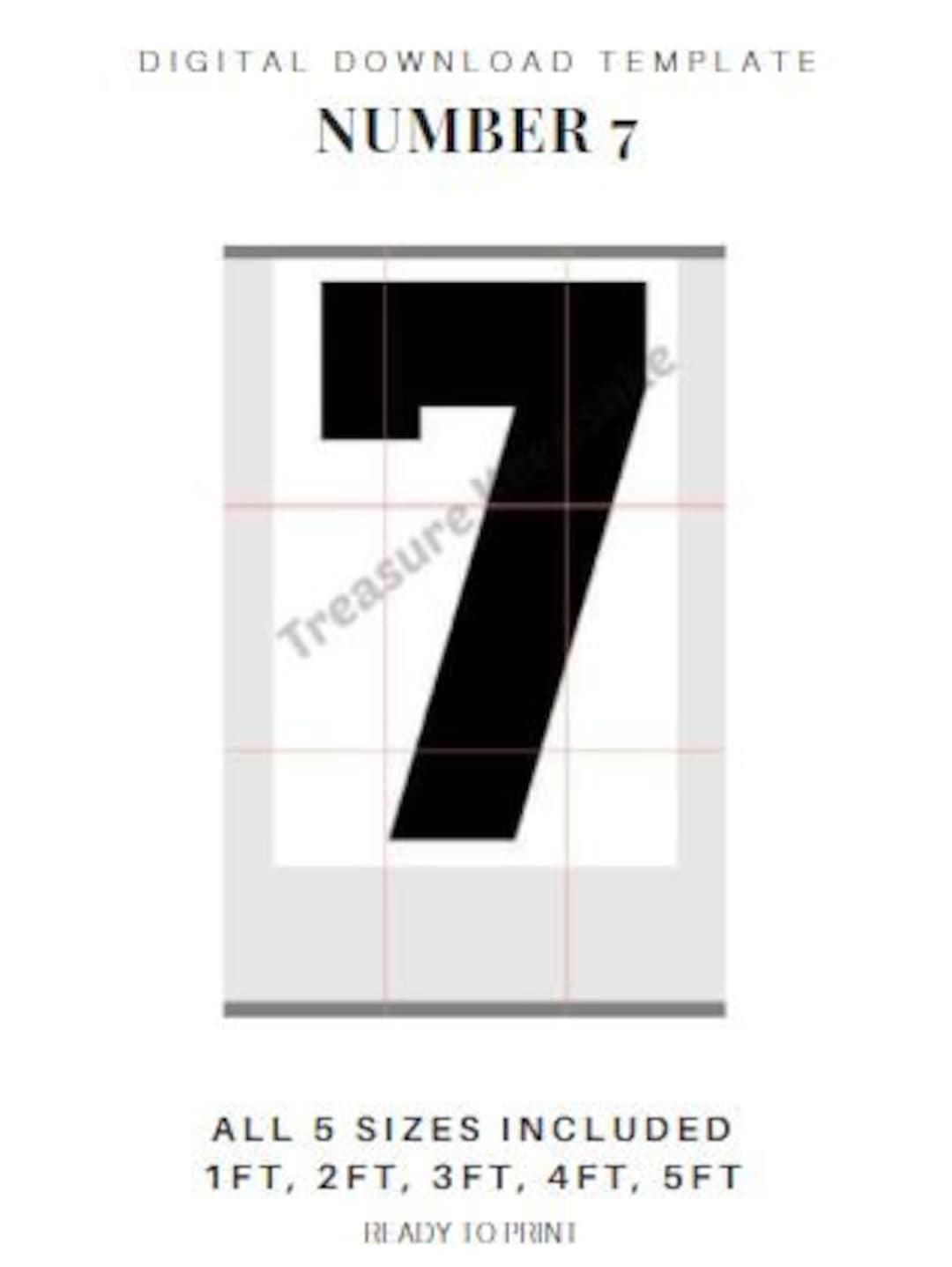 Number 7/digital Download Template/ PDF Files/ Instant Download/large ...