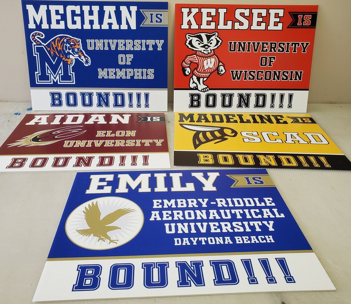 Personalized College Yard Sign, College Bound Sign, Custom University ...