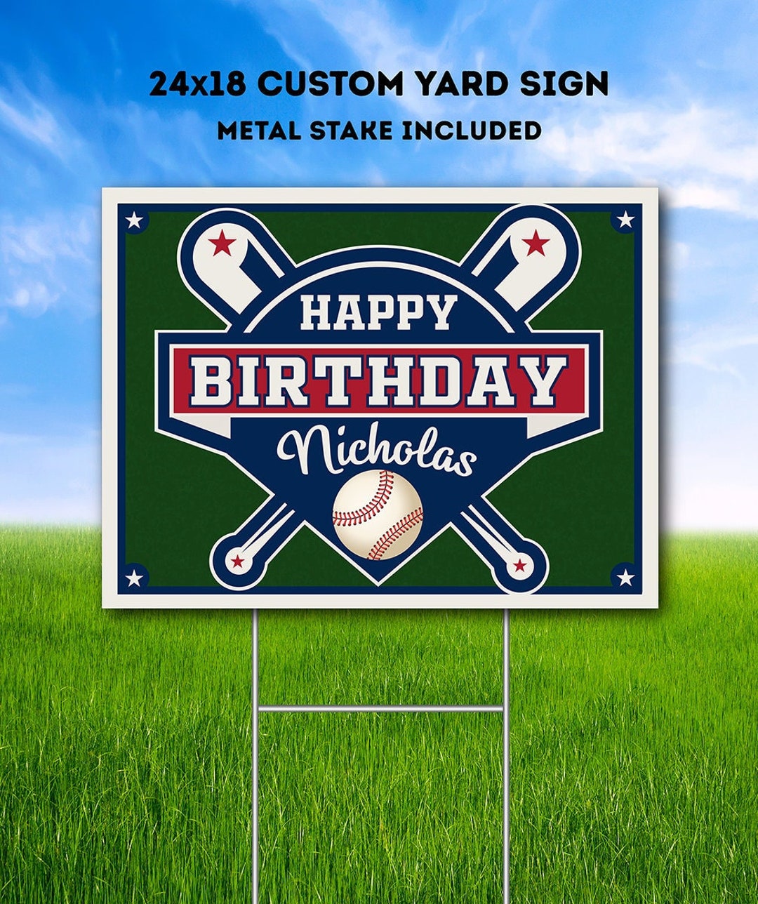 Baseball Birthday - Baseball Yard Sign - Baseball Happy Birthday ...