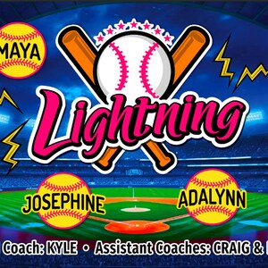 Softball Team Banner T-ball Team Banner Little League Team Banner Girls ...