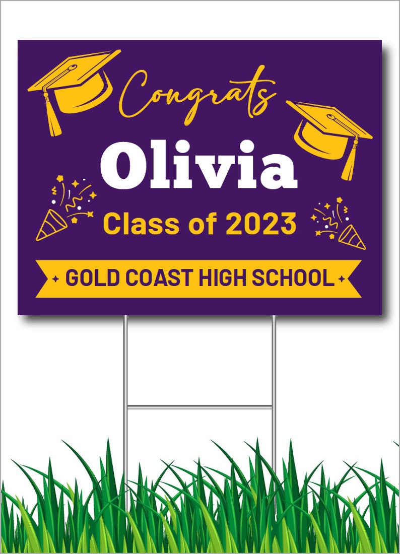 Letrero de césped de graduación de escuela secundaria letrero - Etsy México