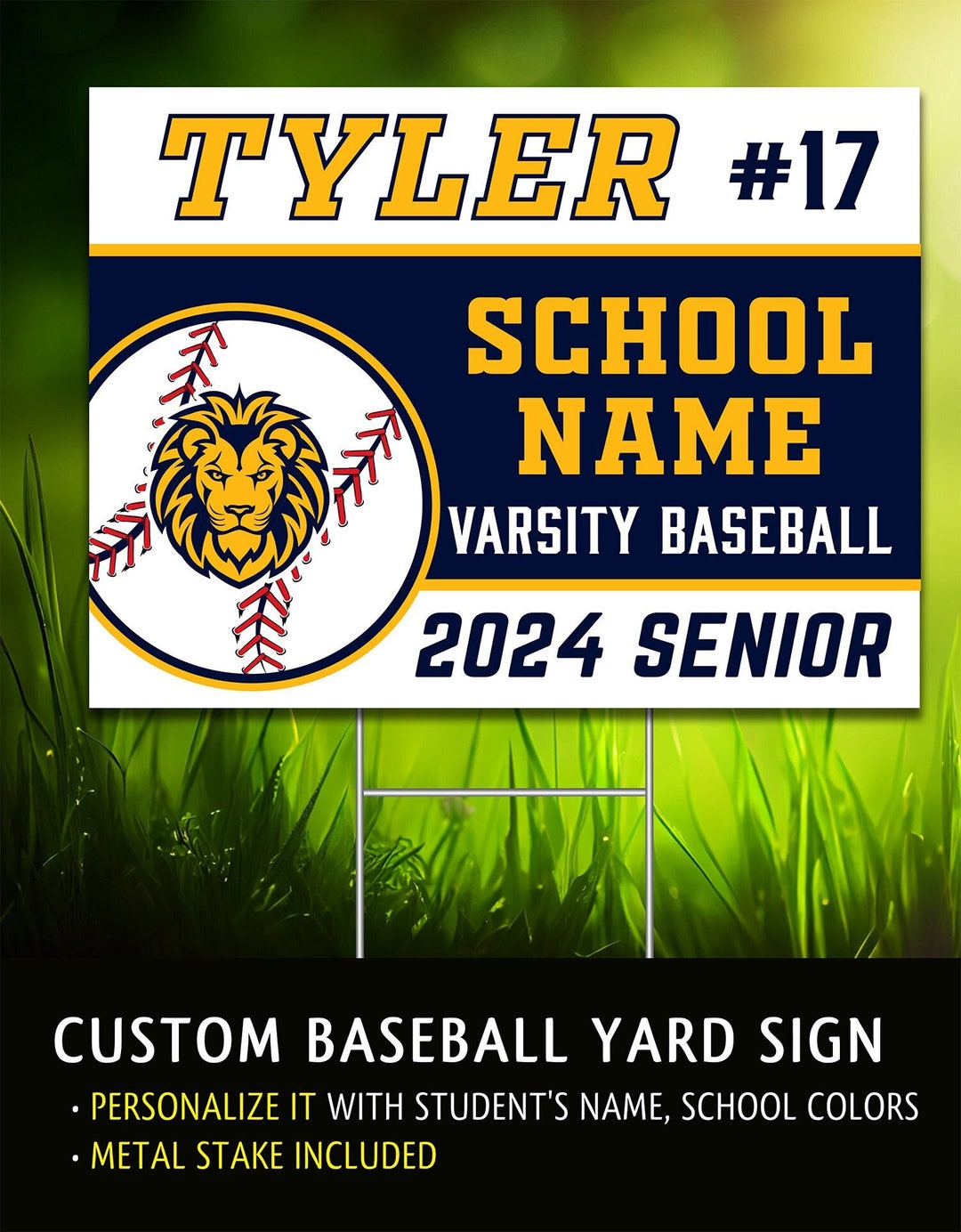 Baseball Yard Sign - Team Spirit Yard Sign | Varsity Baseball Sign - Etsy