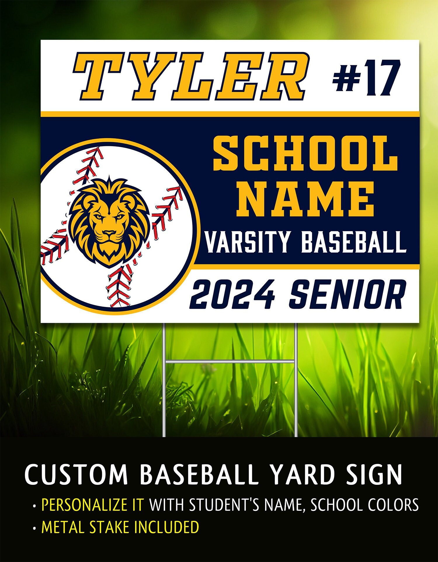 Baseball Yard Sign - Team Spirit Yard Sign | Varsity Baseball Sign - Etsy