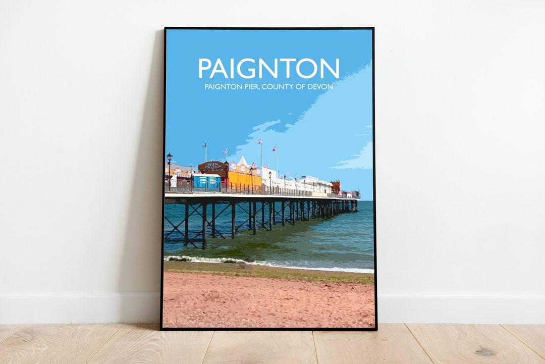 Paignton Pier Poster, Paignton Poster, Devon Print, Wall Art, Pier Art ...