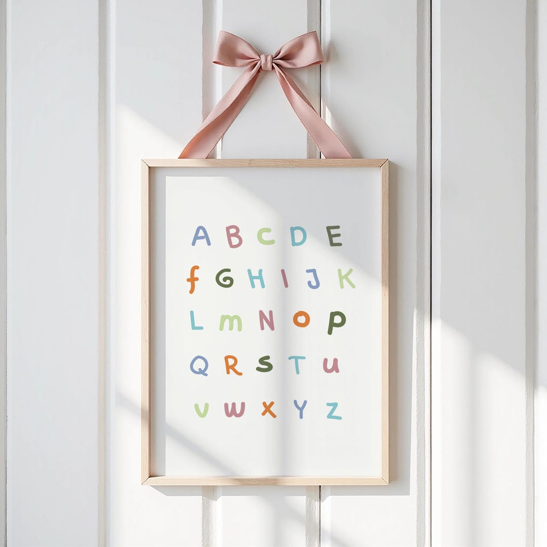 Rainbow Alphabet Wall Art Print for Child's Room, Colourful Nursery ...