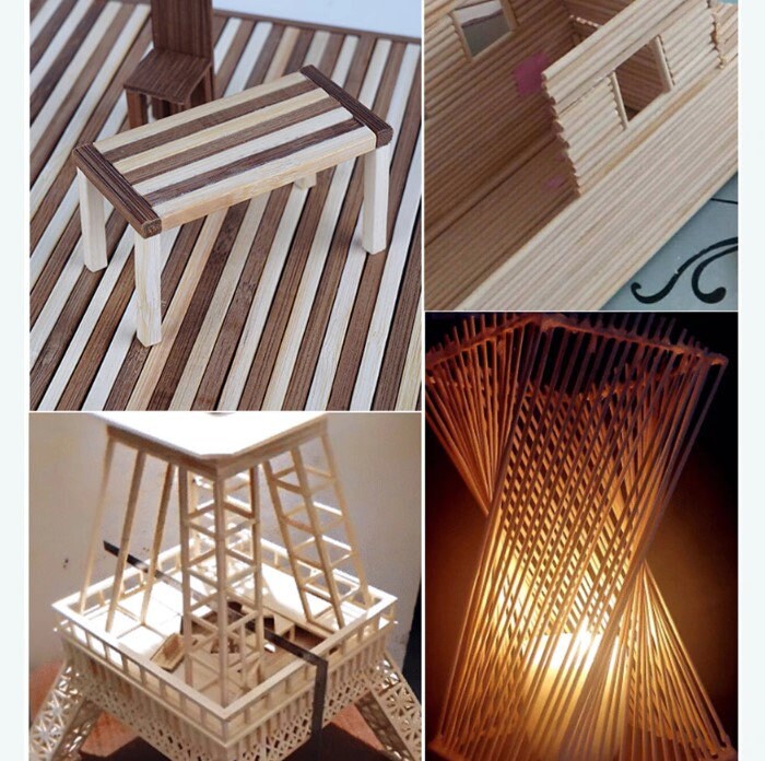 Bamboo Wood Building Model Material Handmade Craft Furniture Lantern ...