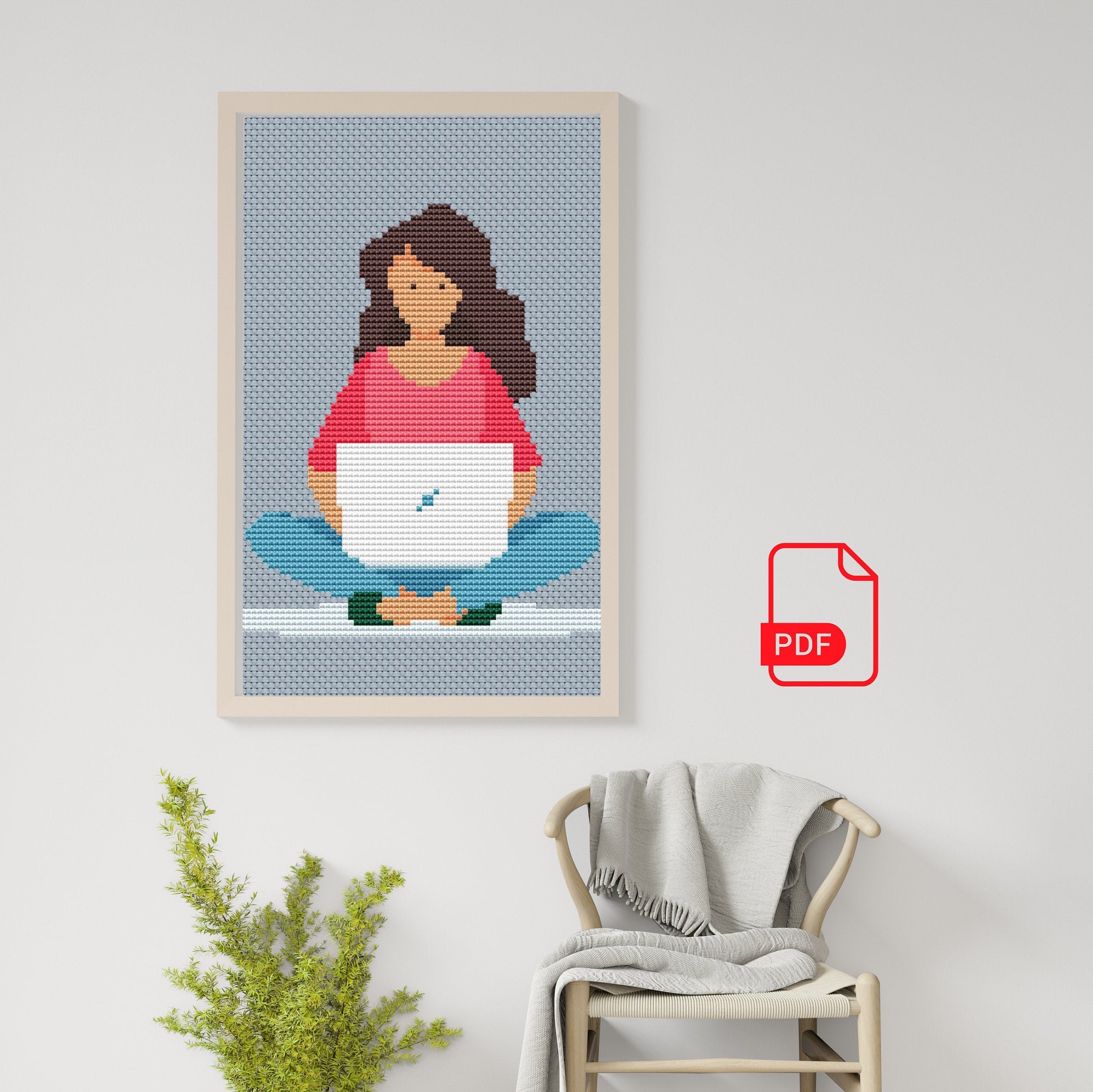 Girl With Laptop Cross Stitch Pattern. Instant PDF Download - Etsy