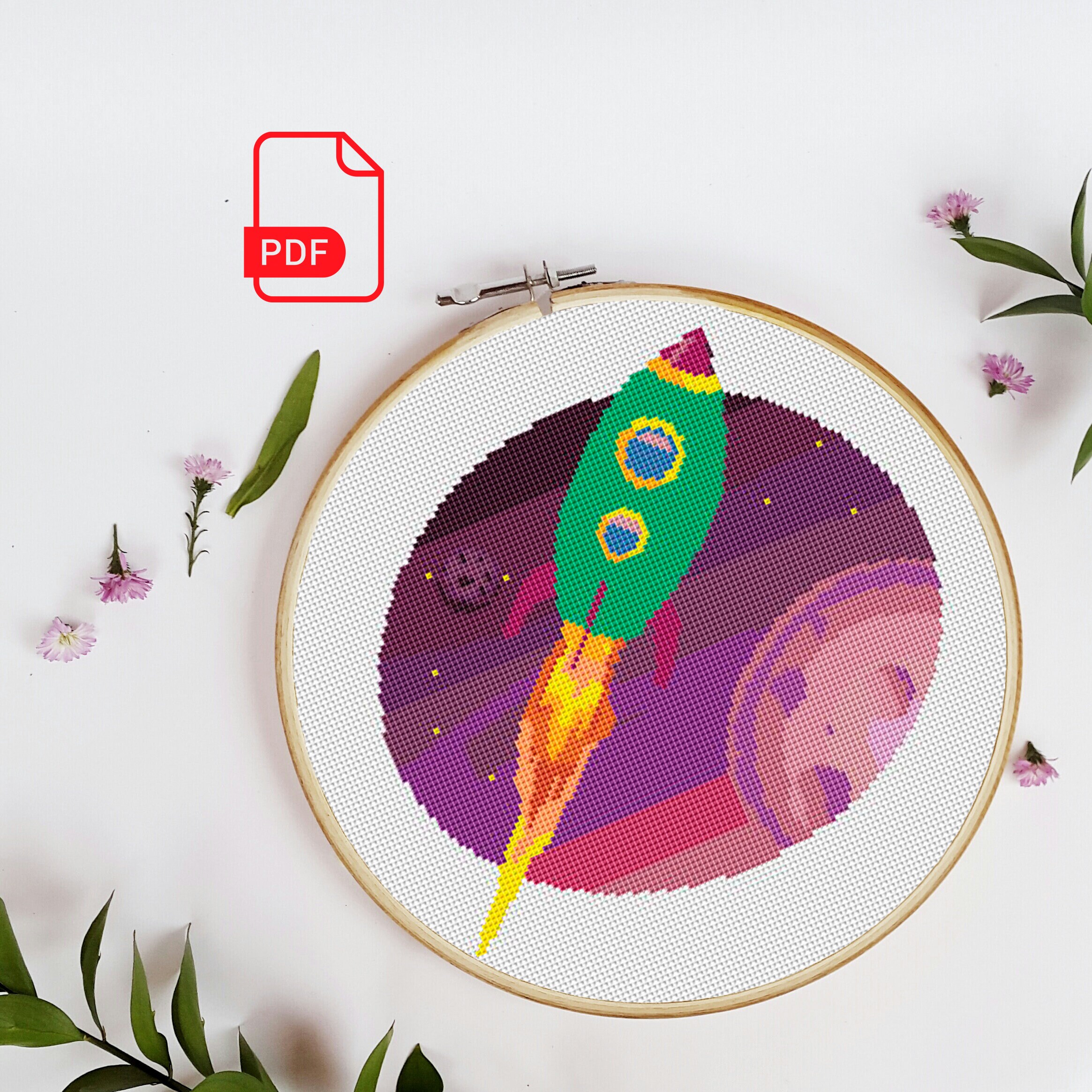 Rocket Cross-stitch Scheme PDF Instant Download to Your Phone or Tablet ...
