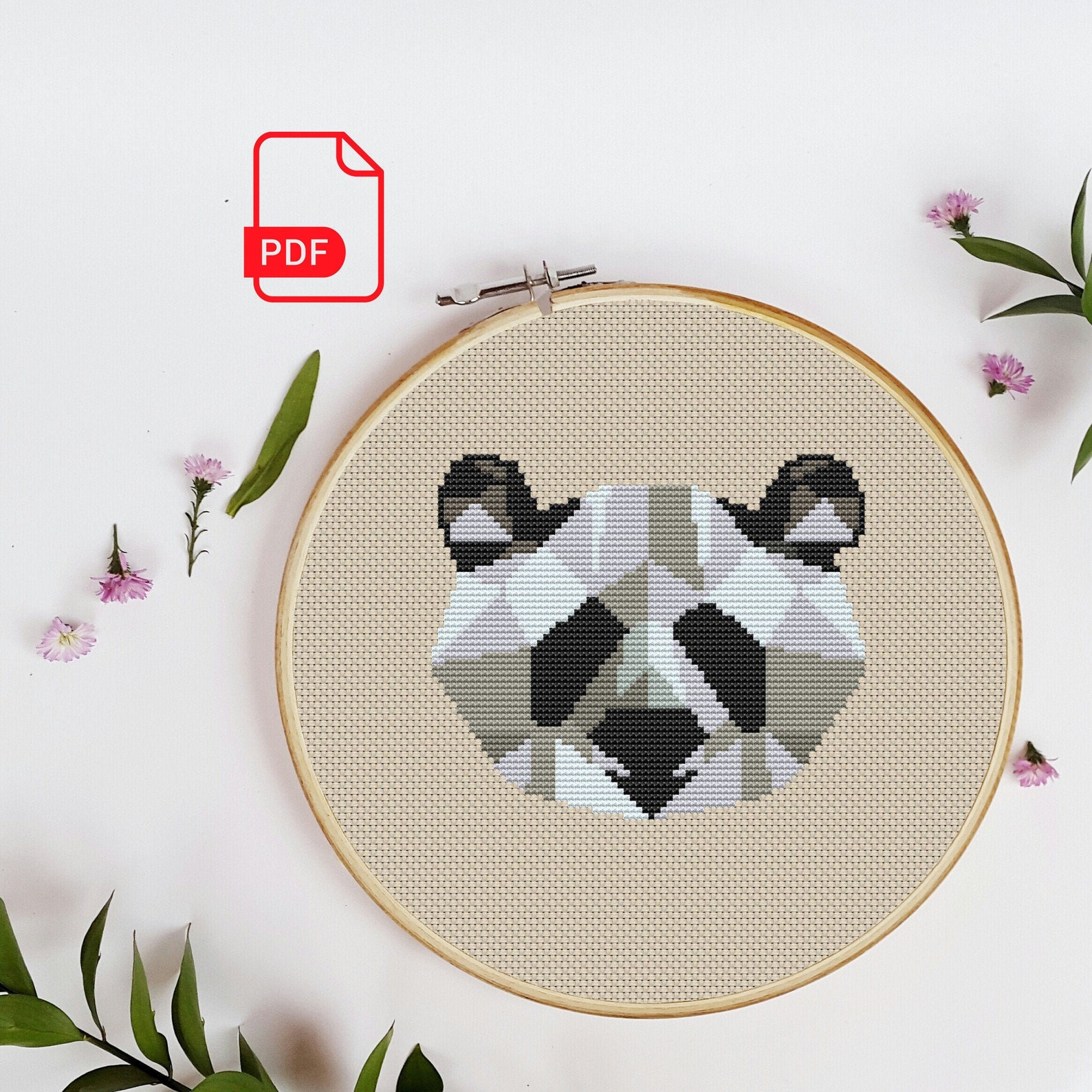Panda Vector Cross Stitch Pattern PDF , Modern Geometric Cross Stitch ...