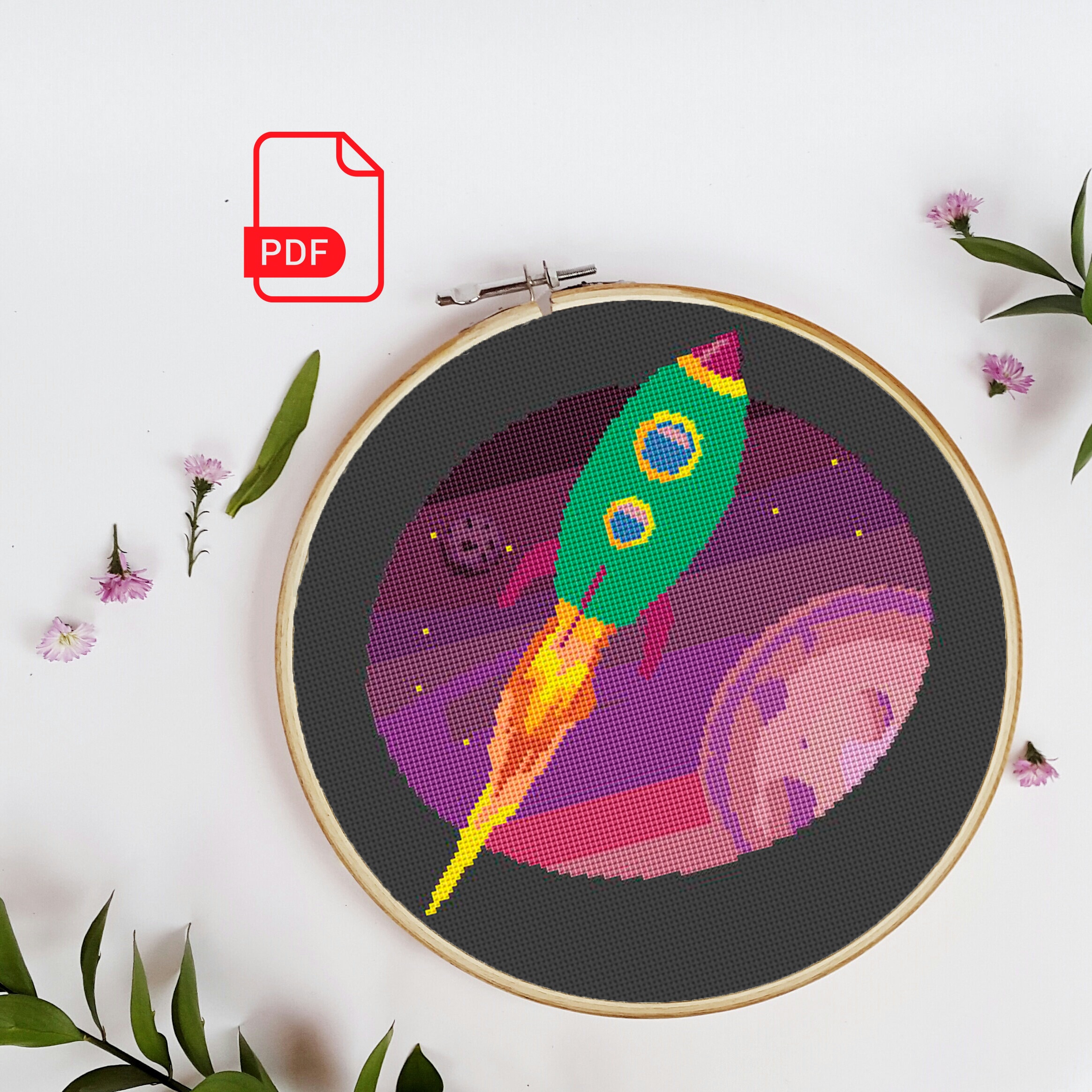 Rocket Cross-stitch Scheme PDF Instant Download to Your Phone or Tablet ...