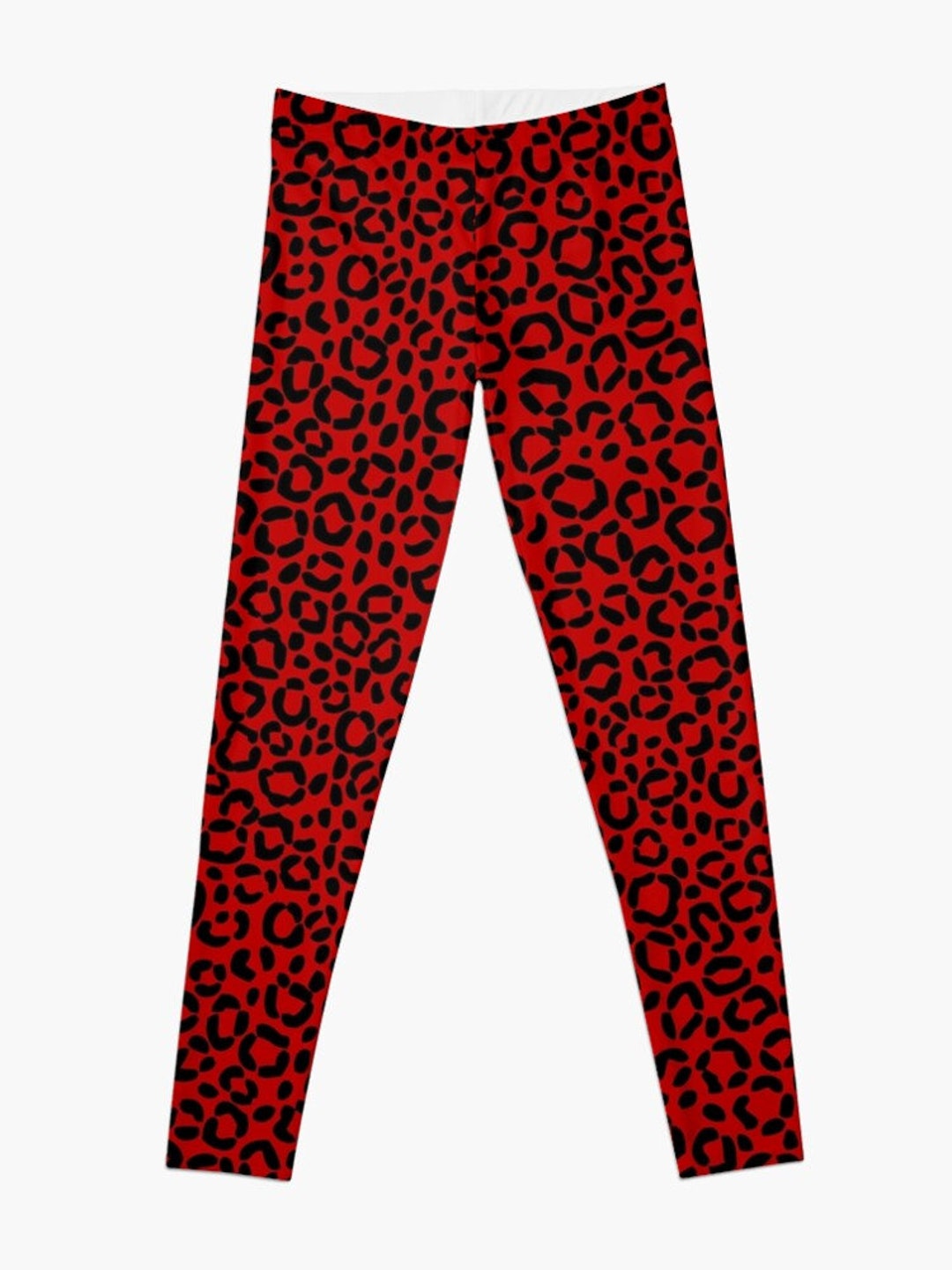 Sassy Red and Black Leopard Print Pattern Design Leggings, Leopard ...