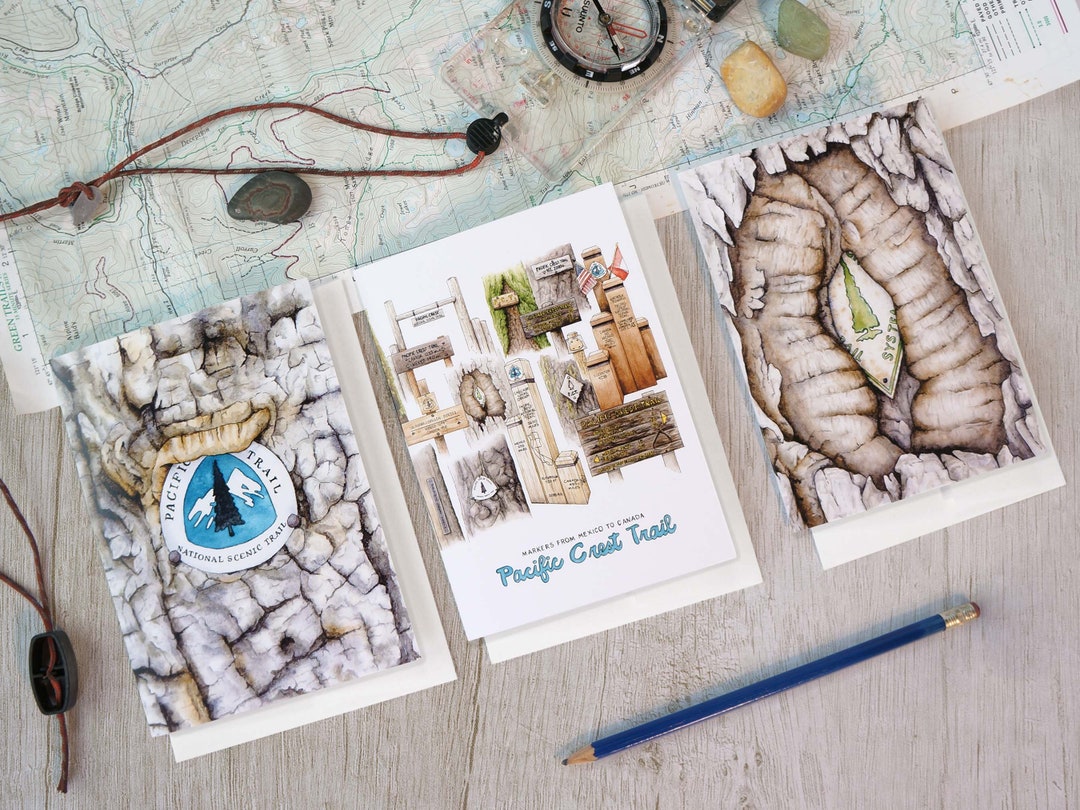PCT Hiking Greeting Card Set. Pacific Crest Trail Signs. Long Distance ...