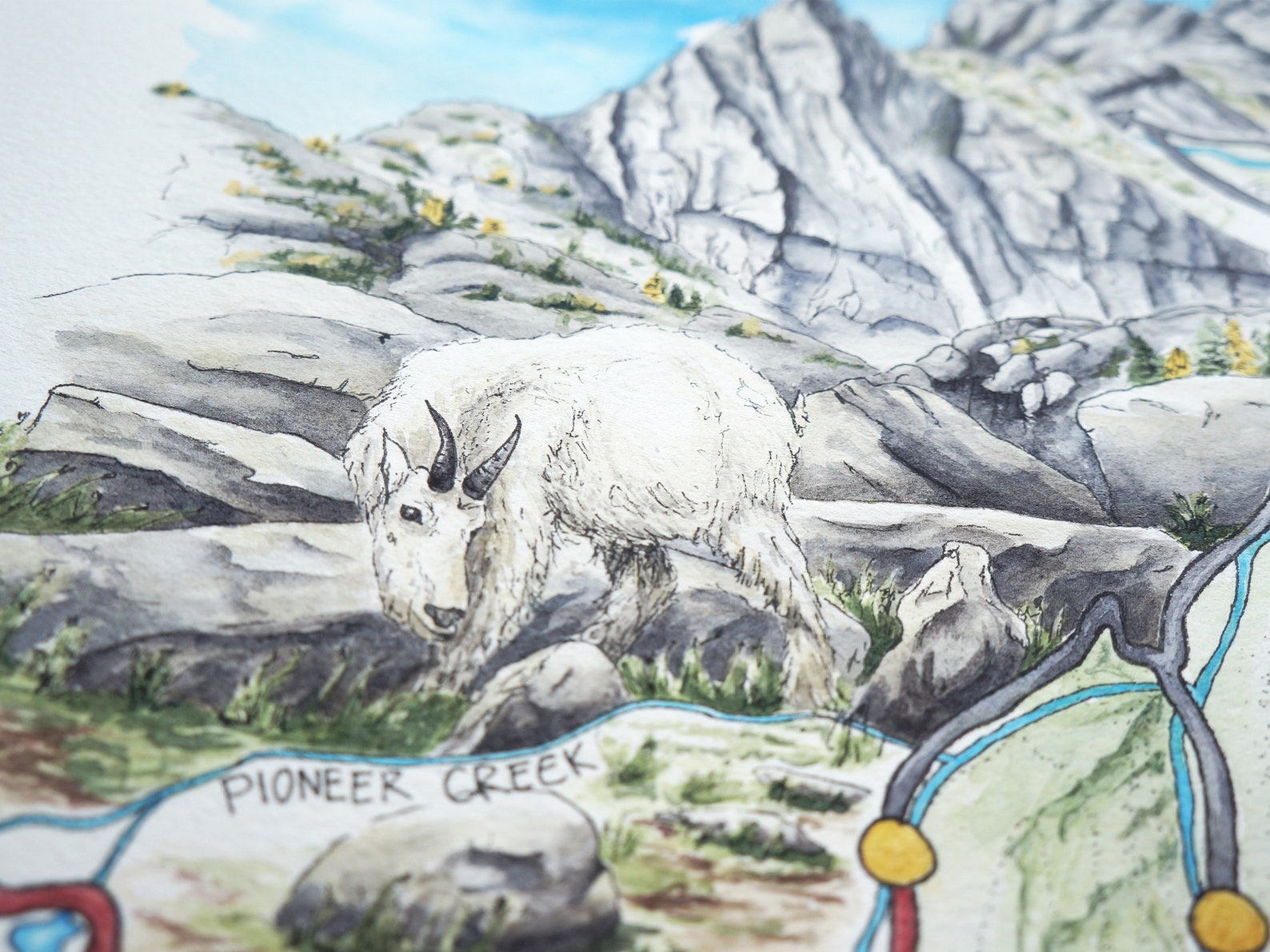 Enchantments Washington Hiking Trail Map. PNW Mountain Watercolor Art ...