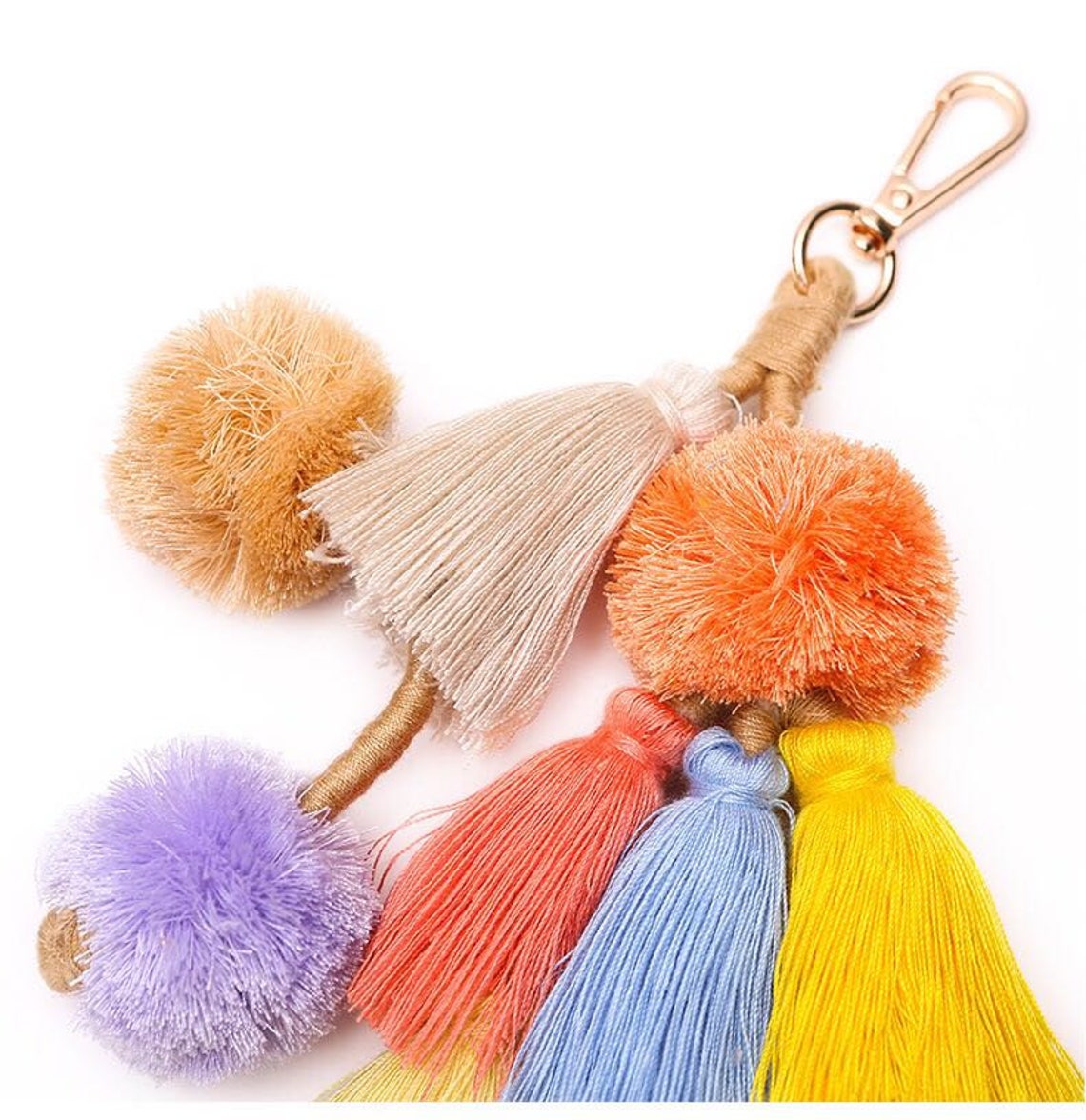 Yarn Handmade Key Chain Macrame Keychain Bag Accessory - Etsy