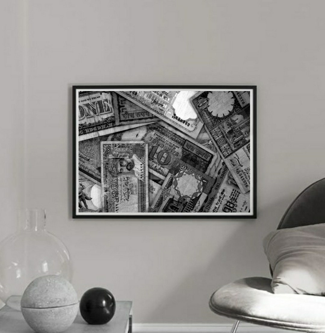 Office Statement Art Money Digital Print, US Currency Dollars ...