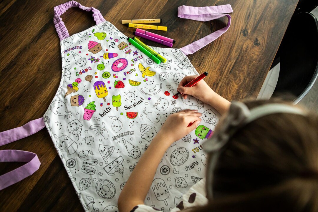 Coloring Apron, Apron for Kids, Kitchen Tools for Kids, Christmas Gift ...
