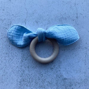 Personalized Baby Wooden Circle Teether With Tie, Name Engraved Wooden ...