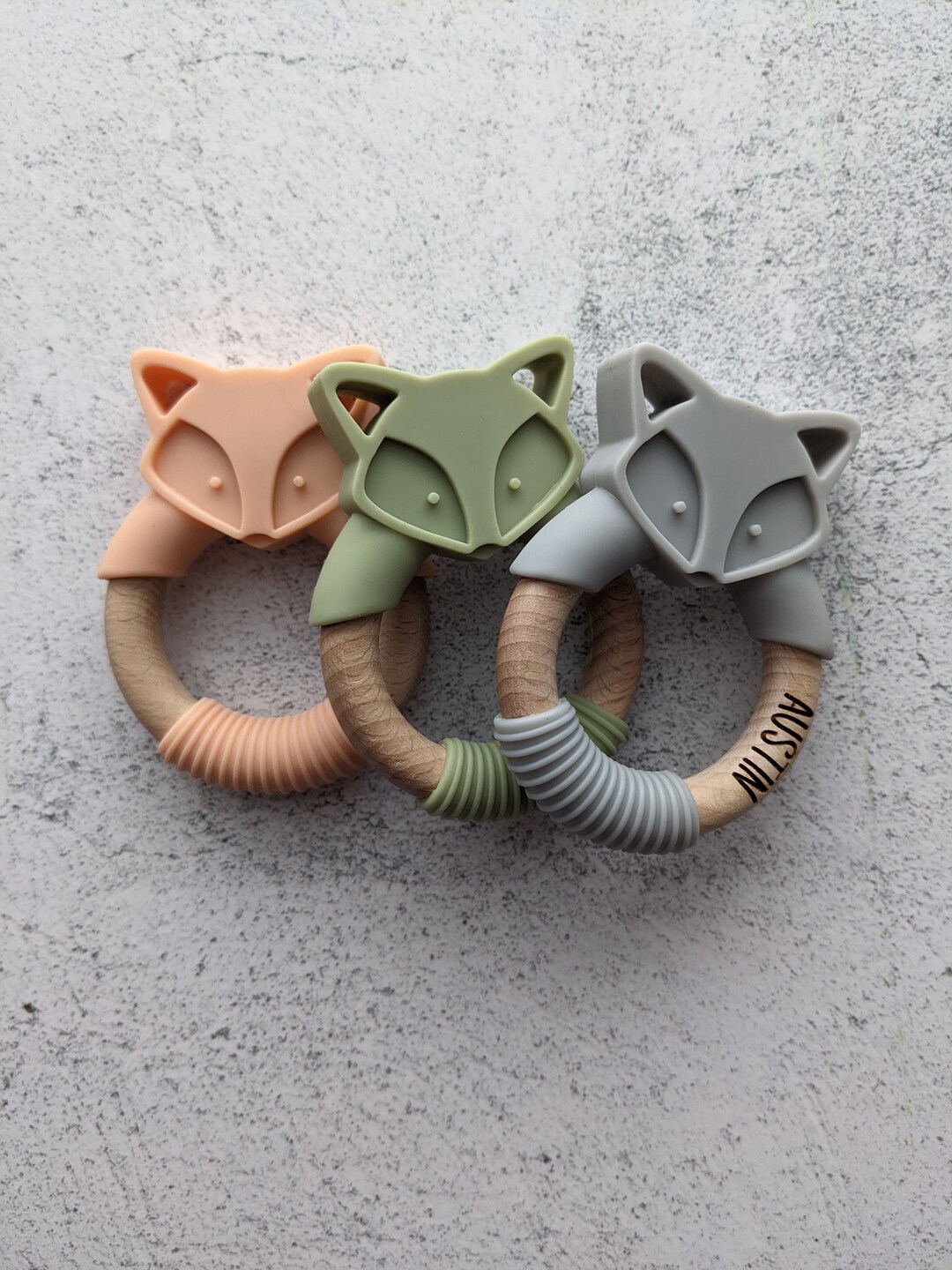 Personalized Baby Teether, Engraved Teether, Food Grade Silicone Fox ...