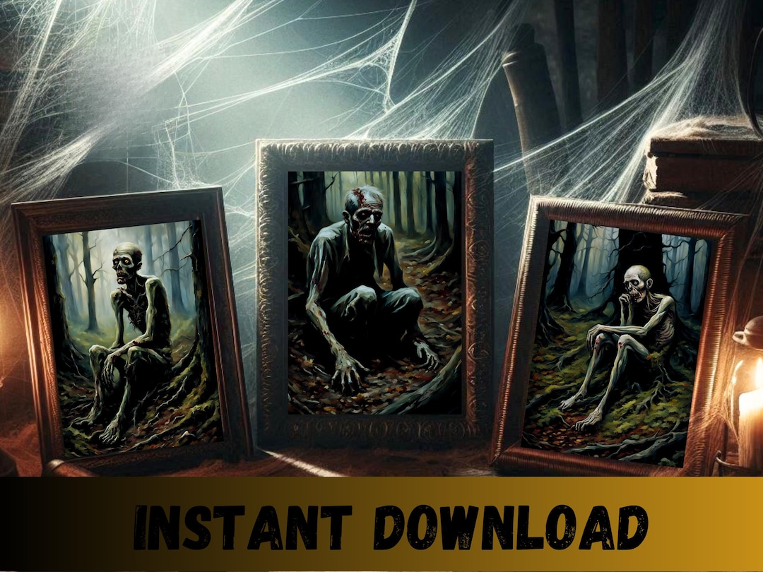 Zombie Painting Set of 3 Prints Digital Art Zombie Art Horror Art ...