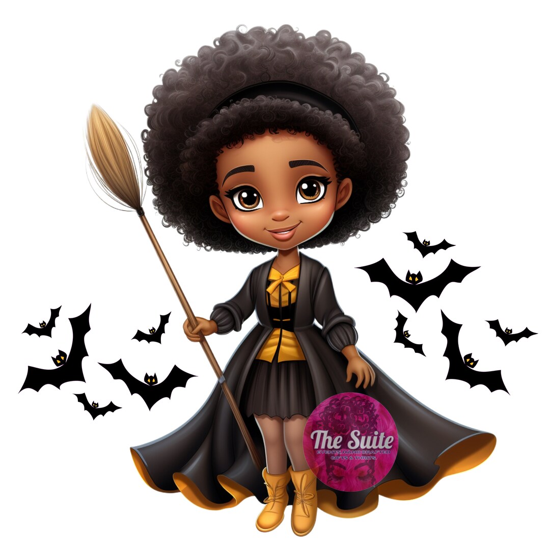 Png Download Black Girl Magic Design Halloween African American Witch ...
